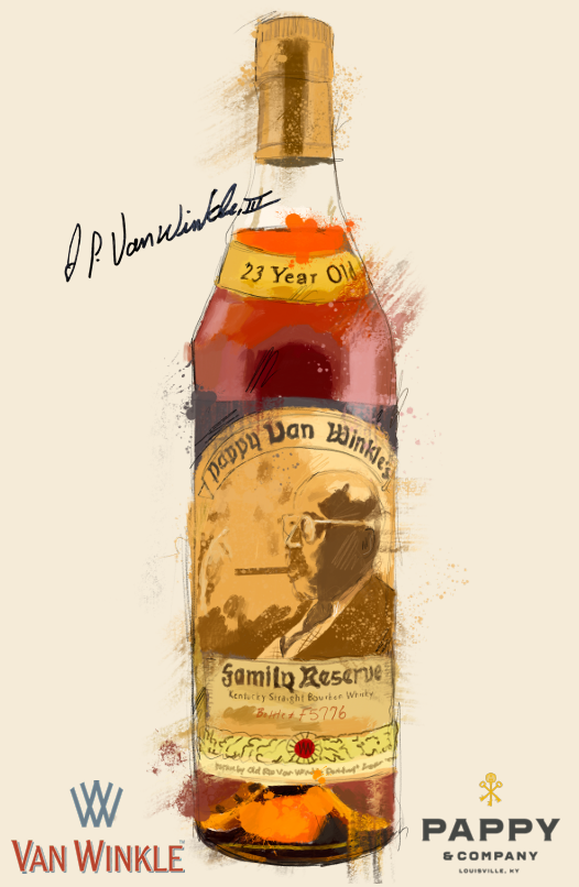 23-Year Pappy Bottle Art Poster - Pappy & Company